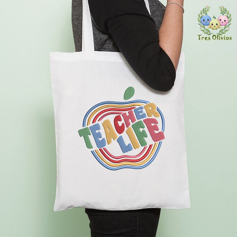 Teacher Life Machine Embroidery Design, Back to School Apple Embroidery ...