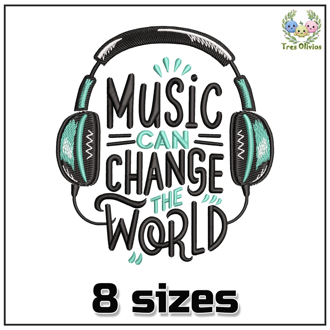 Music Quote Machine Embroidery Design, Headphones With Saying 4x4 Pes ...