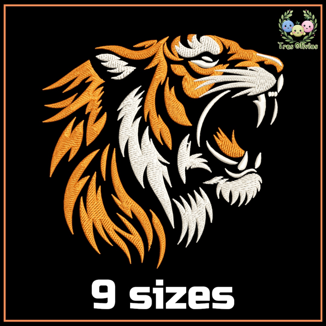 Roaring Tiger Machine Embroidery Design, Wild Animal Portrait, Safari ...