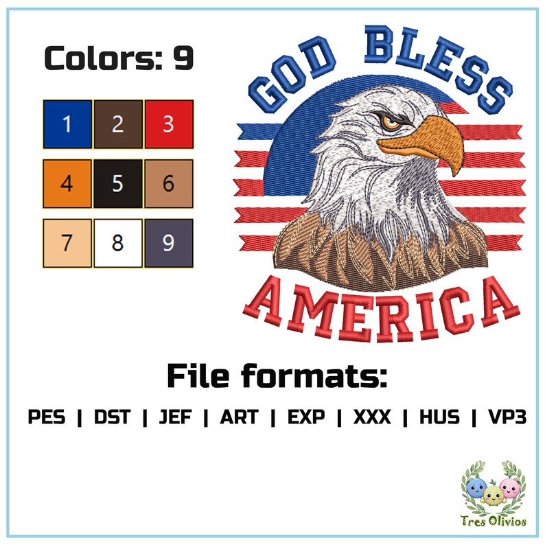 Patriotic Eagle Machine Embroidery Design, God Bless America, American ...