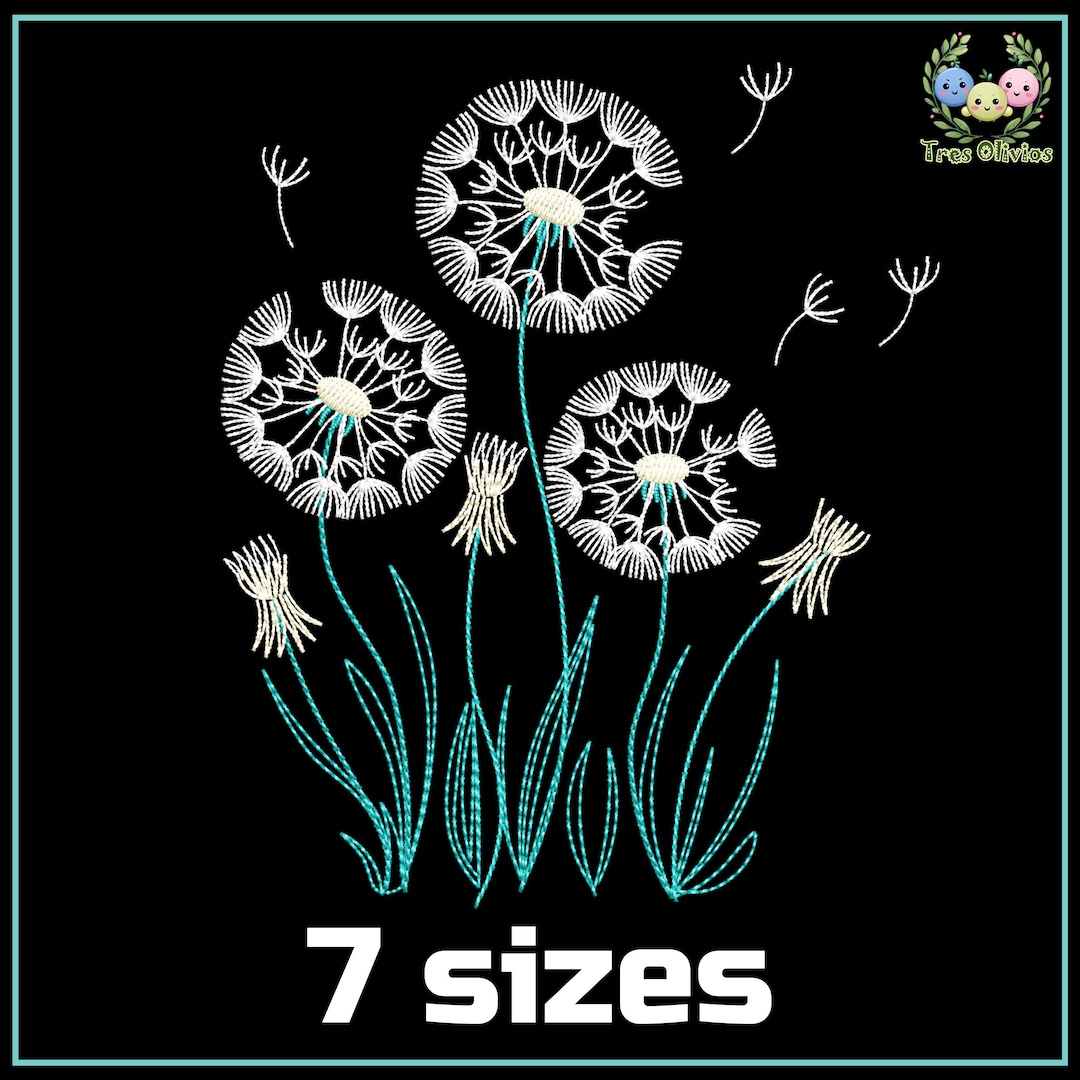 Dandelions Machine Embroidery Design, Spring, Summer, Garden, Botanical ...