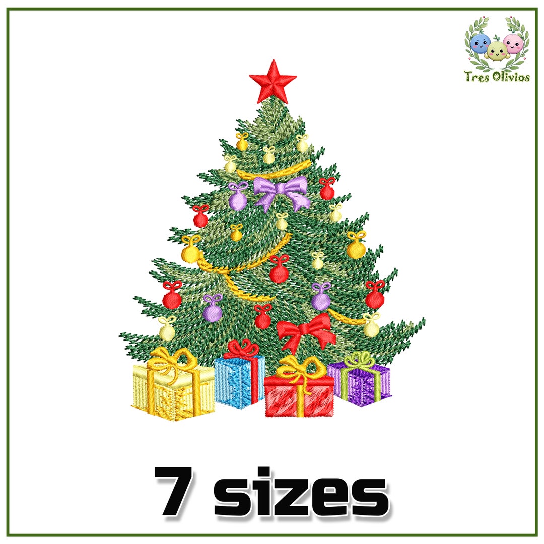 Christmas Tree With Gifts Machine Embroidery Design, Pine Tree, Winter ...