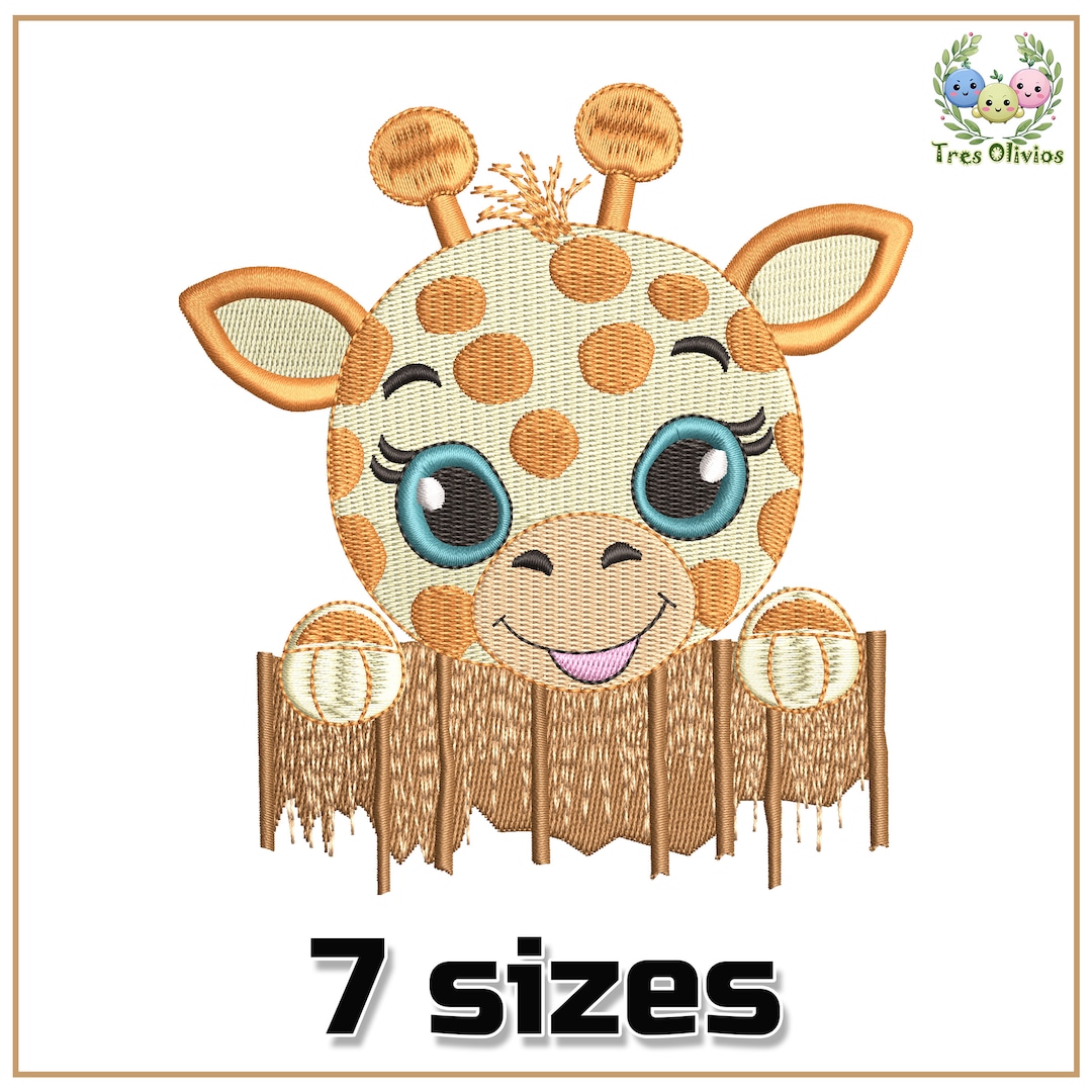 Cute Peeking Giraffe Machine Embroidery Design, Cute Baby Animal ...