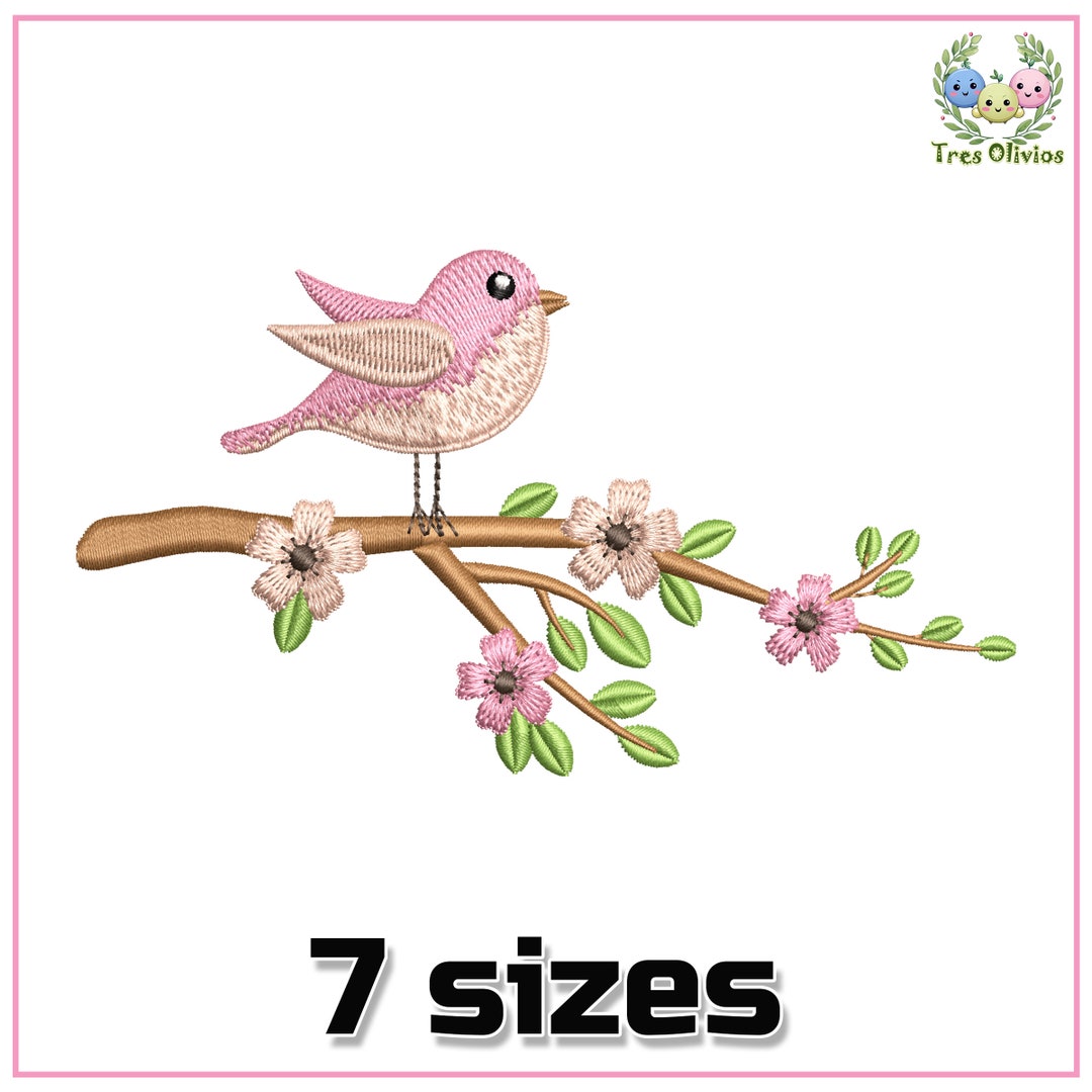 Spring Bird Machine Embroidery Design, Summer, Nature, Garden, 4x4 Pes ...