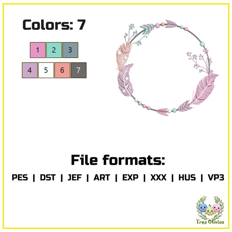 Boho Wreath Monogram Machine Embroidery Design, Baby Boho Pattern ...