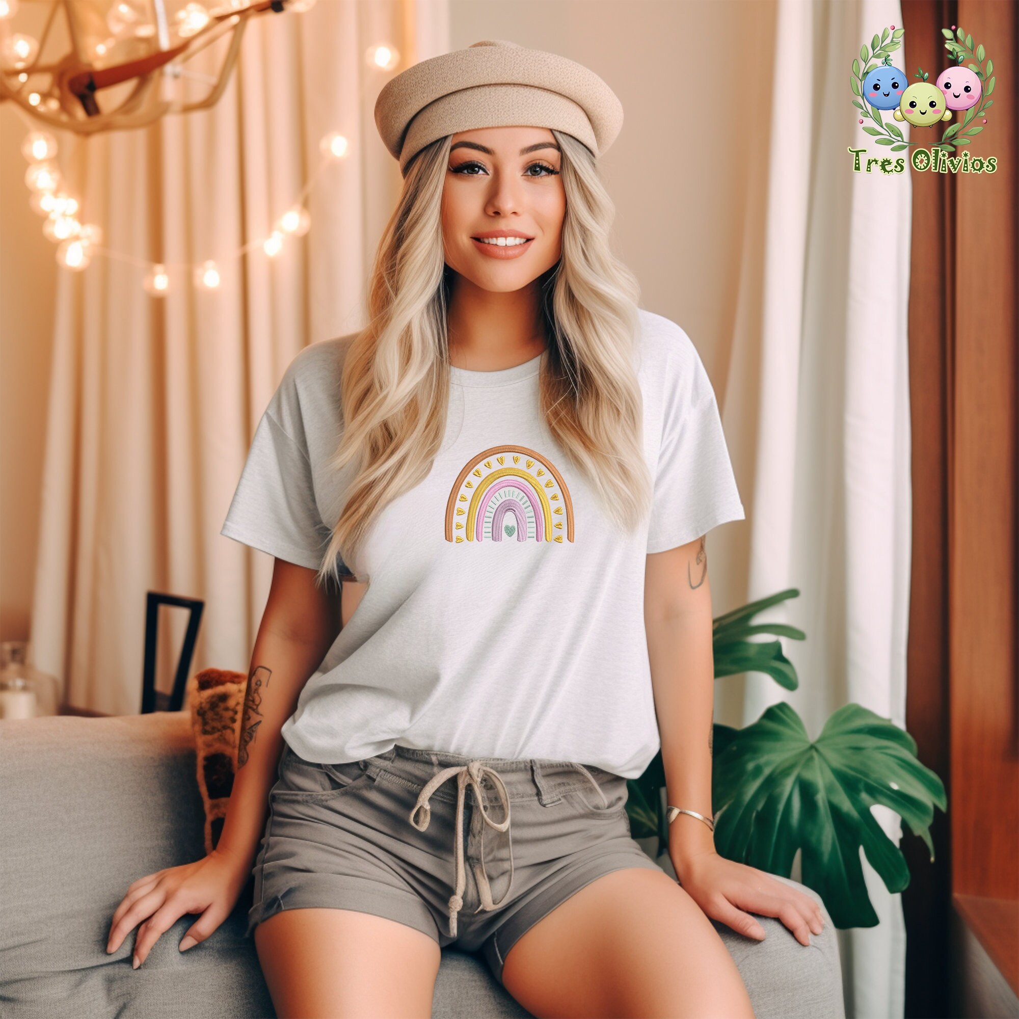 Cute Boho Rainbow Machine Embroidery Design, Baby Boho Pattern, Cute ...