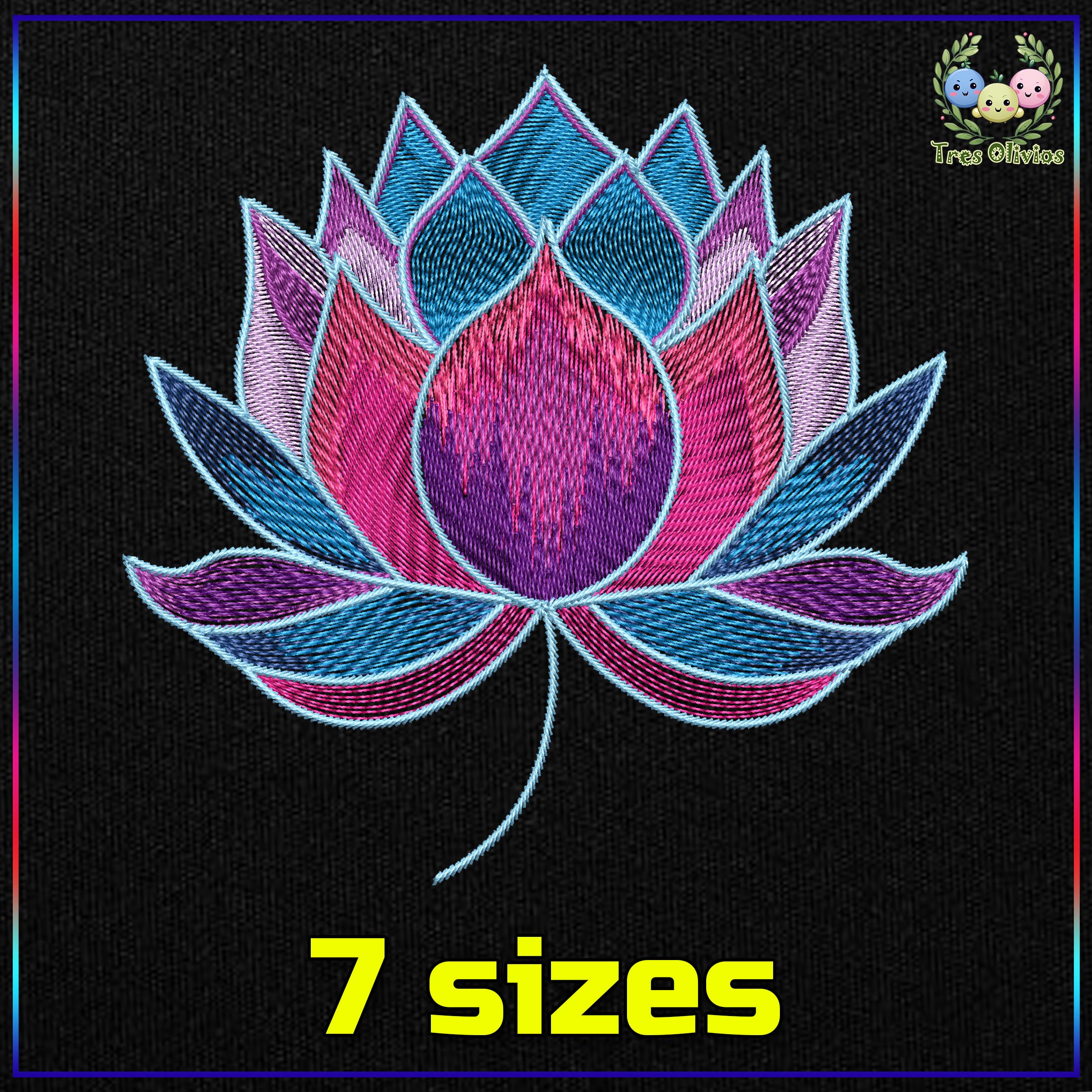 Lotus Flower Machine Embroidery Design, Bright Floral Pattern 4x4 Pes ...