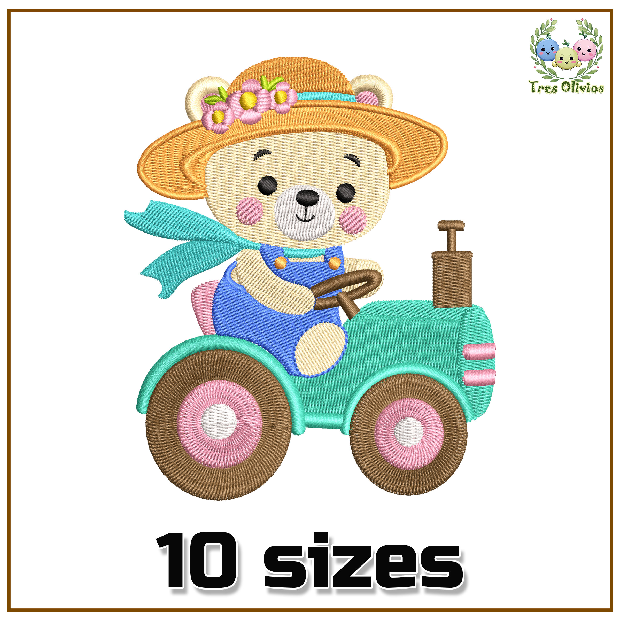 Teddy Bear Farmer Machine Embroidery Design, Farmer, Tractor, Baby ...
