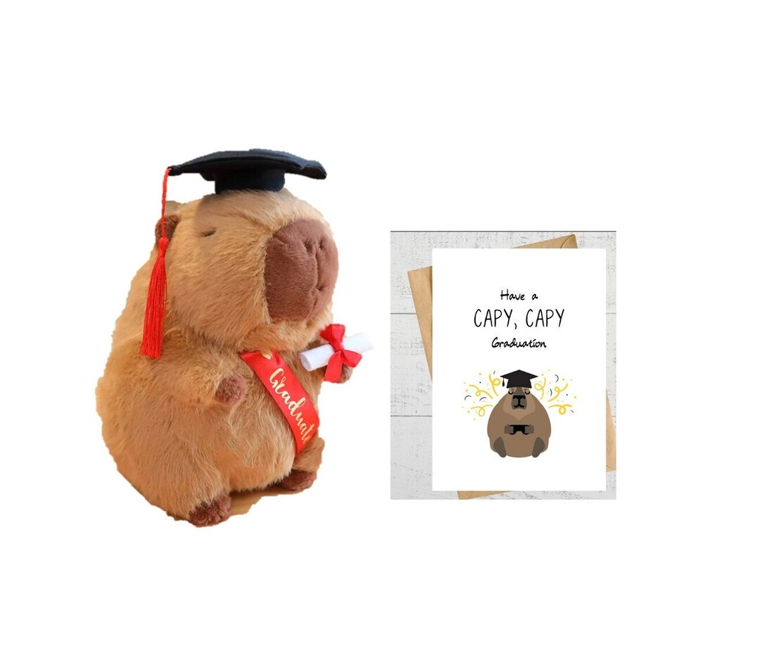 Adorable Capybara Plush With Graduation Cap Capybara Card Ultra-soft ...
