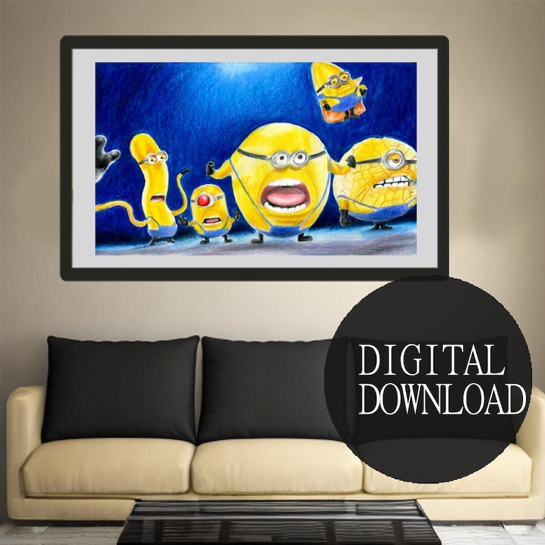 Mega Minions From Despicable Me Coloured Pencils Drawing - Etsy