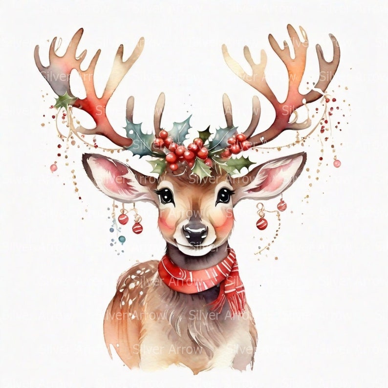 Christmas Reindeer Clipart Bundle/pack 10 High Quality PNG - Etsy