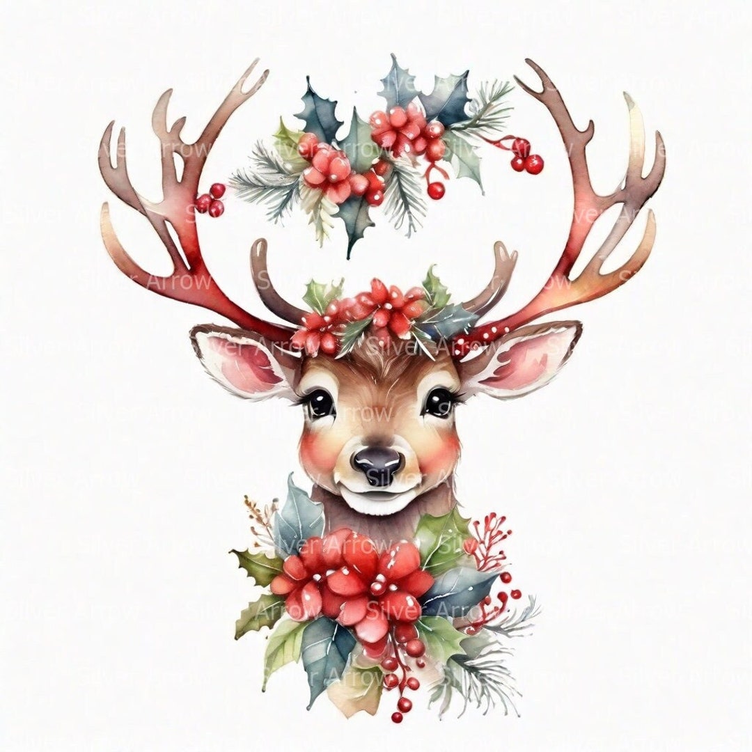 Christmas Reindeer Clipart Bundle/pack 10 High Quality PNG - Etsy