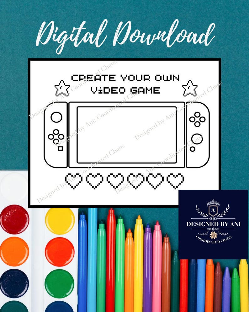 Create Your Own Video Game - Coloring Page Digital Download - Etsy