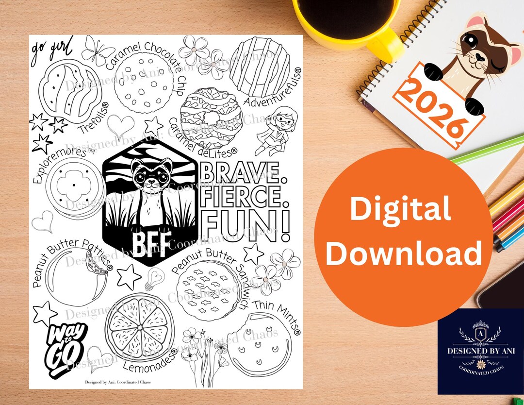 Girl Scout Cookie Coloring Page | ABC Bakers Edition | Digital Download ...
