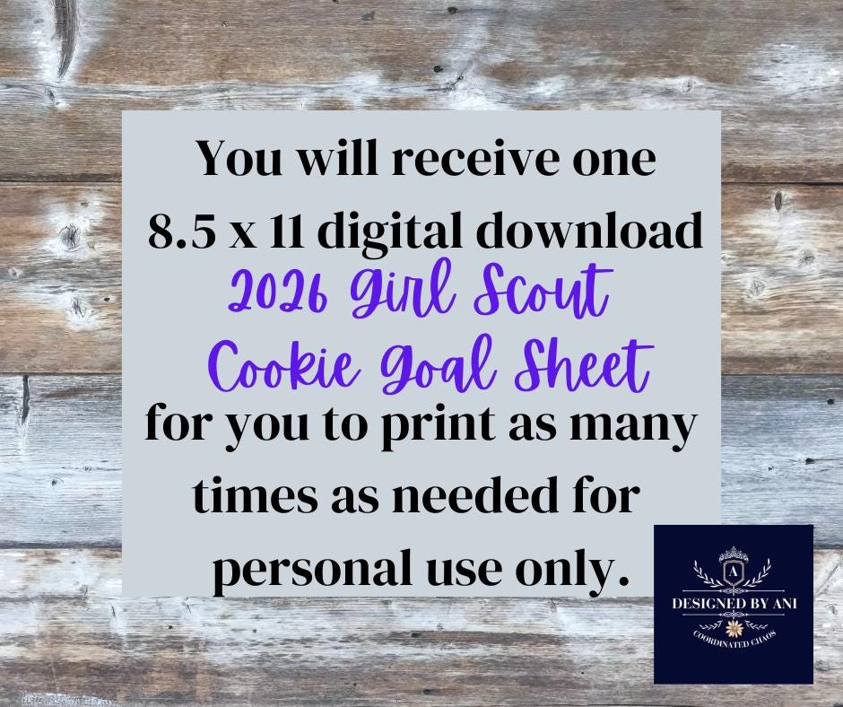 Girl Scout Cookie Goal Tracker | 2026 Printable Worksheet (digital ...