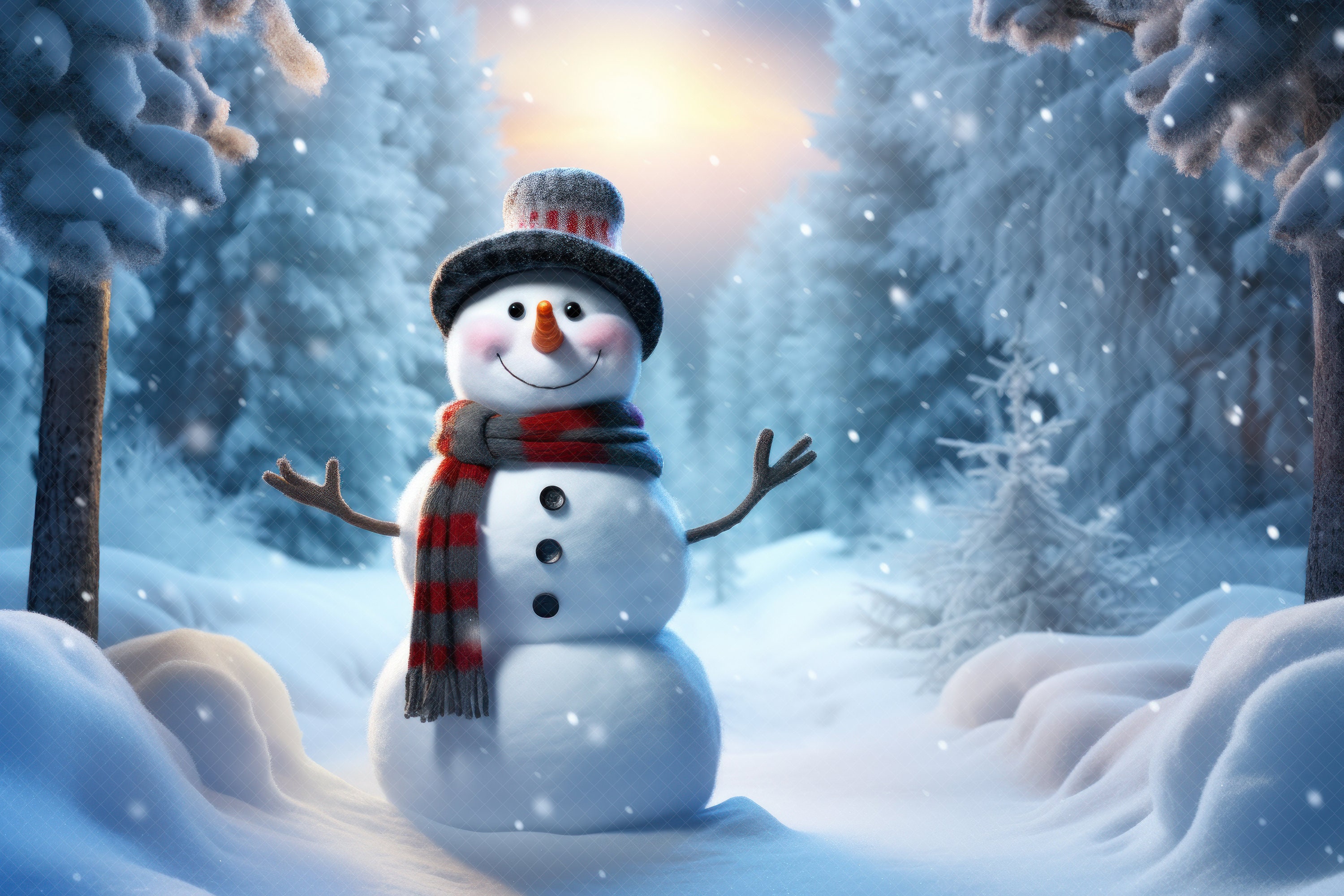 5 Wintery Snowman Digital Backdrops! Winter Backdrop, Snow Backdrop ...