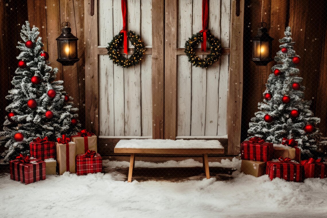 Christmas Barn Doors Digital Backdrop! Christmas Backdrop, Christmas ...