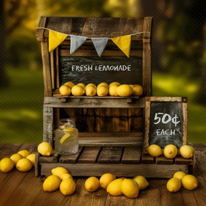 2 Baby Lemonade Stand Digital Backdrop (with and Without Text) Children ...