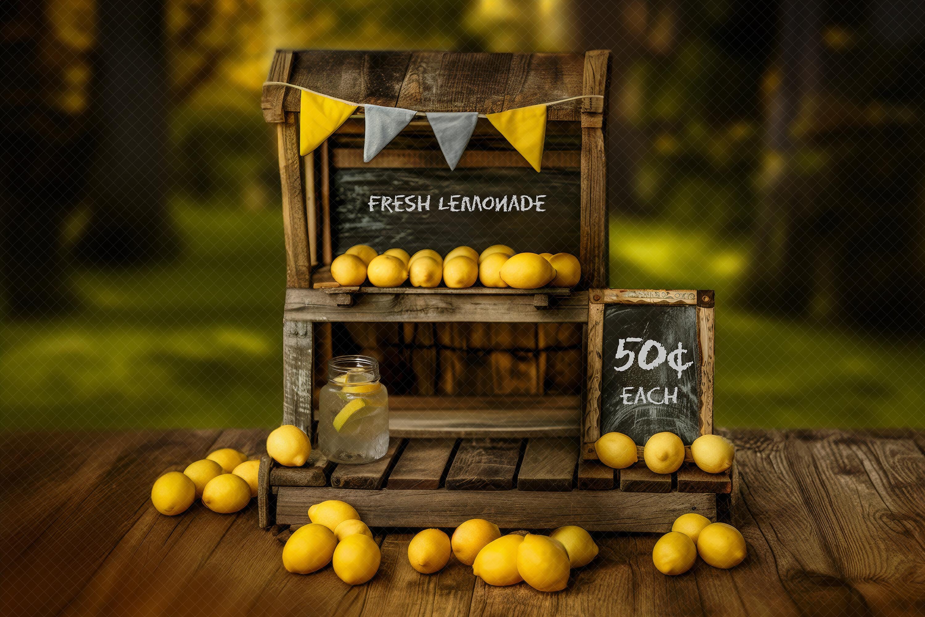 2 Baby Lemonade Stand Digital Backdrop (with and Without Text) Children ...