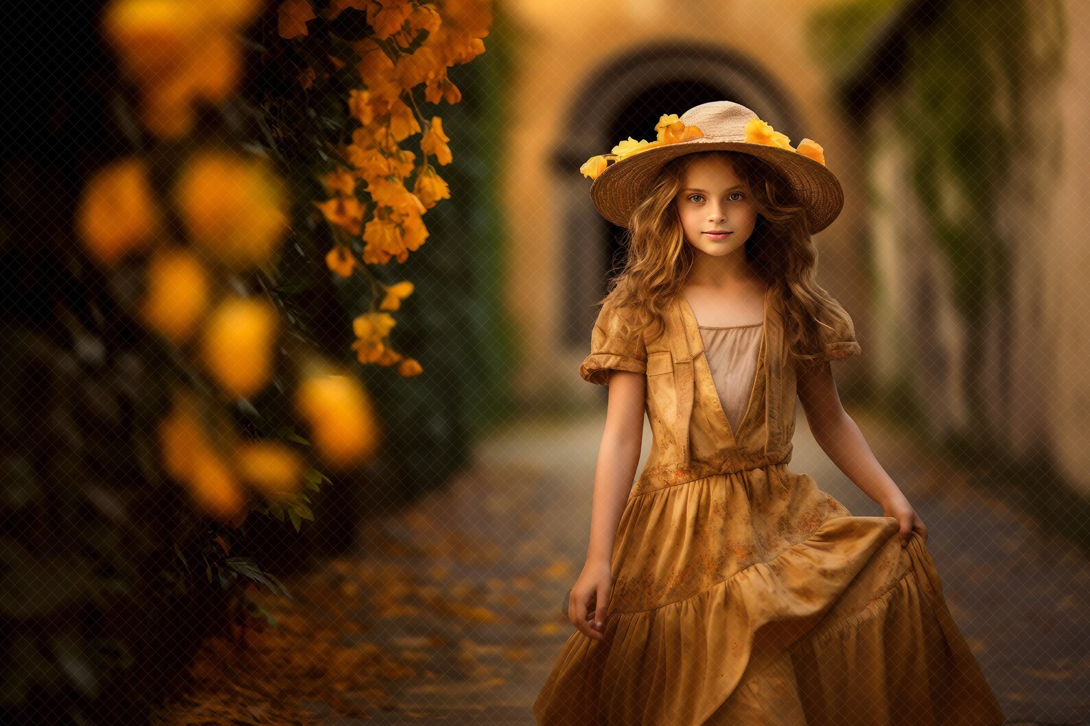 Yellow Floral Alley Digital Backdrop! Fine Art Backdrop, Vintage ...