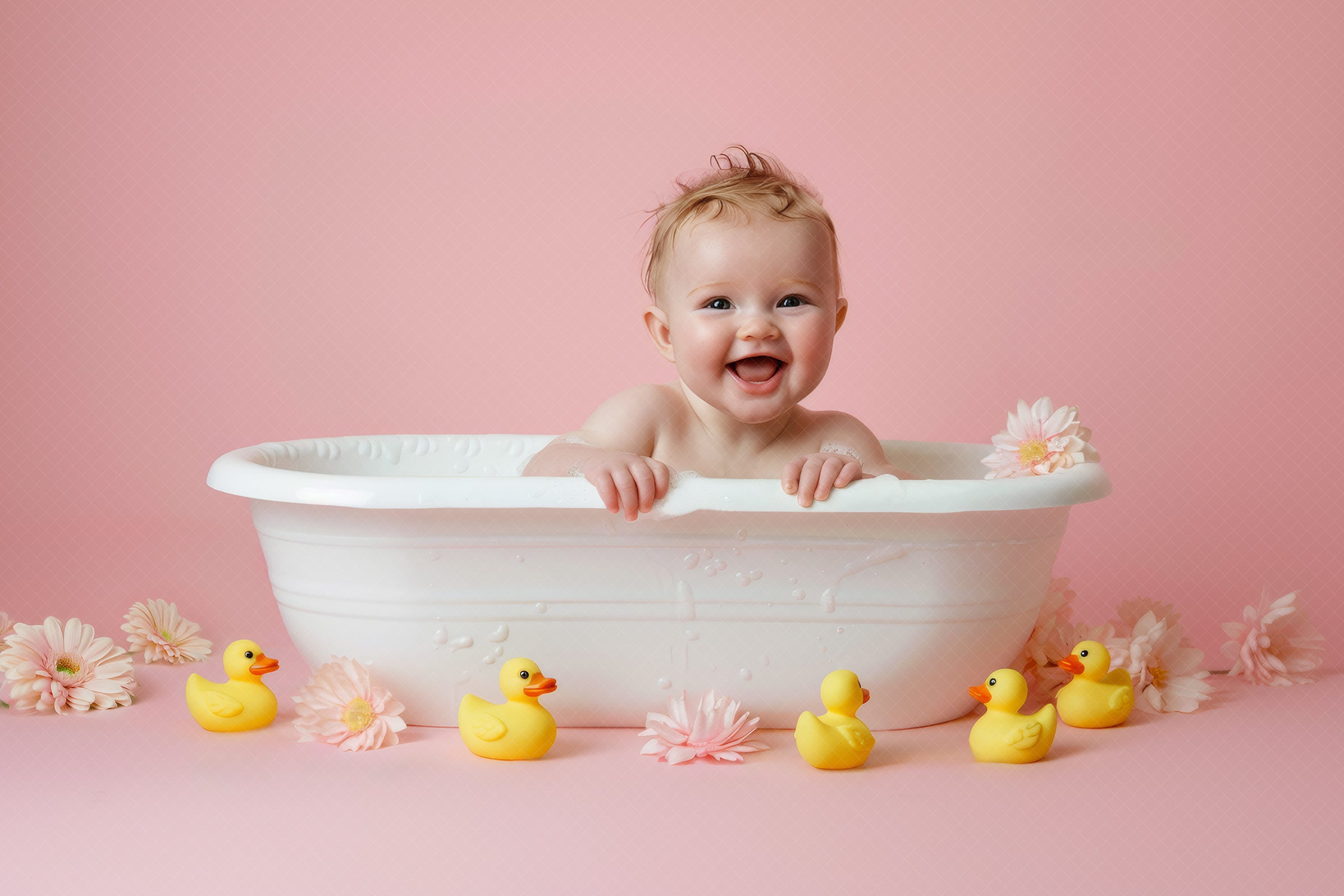 Baby Bathtub on A Pink Digital Backdrop! Newborn Backdrop, Maternity ...