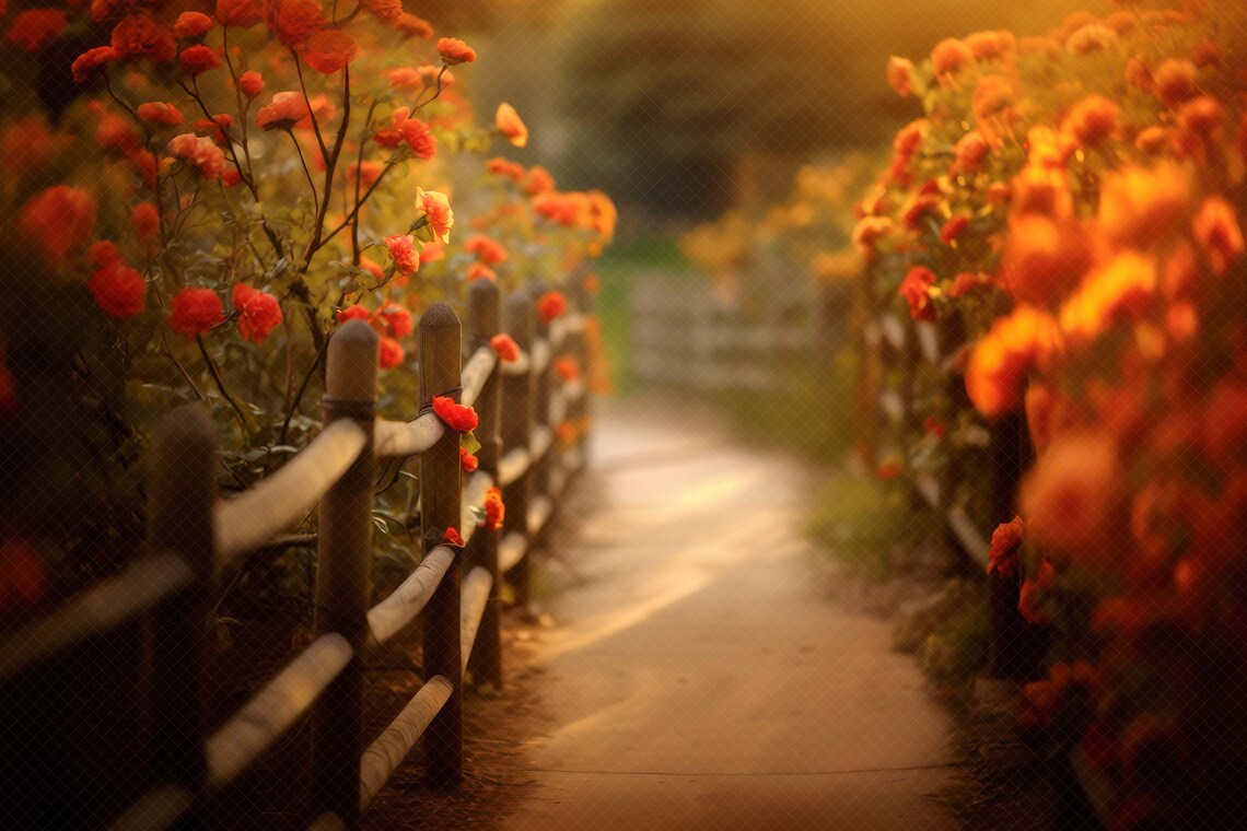 Sunny Floral Path Digital Backdrop Floral Backdrop, Path Backdrop, Fine ...