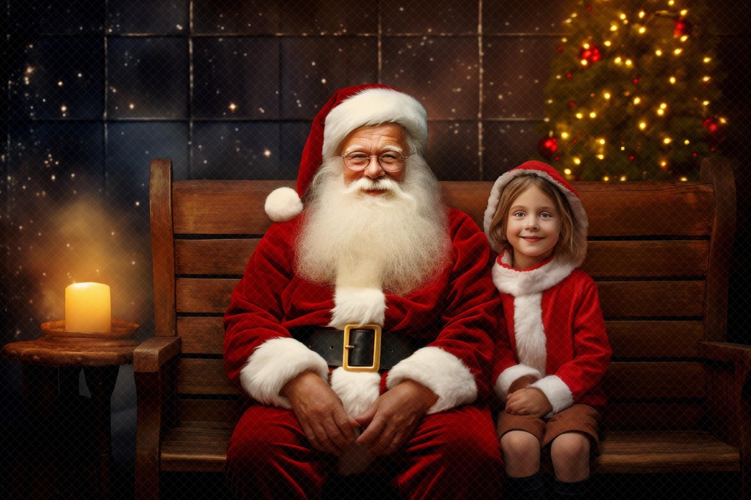 Sitting With Santa Claus Digital Backdrop! Christmas Backdrop, Santa ...