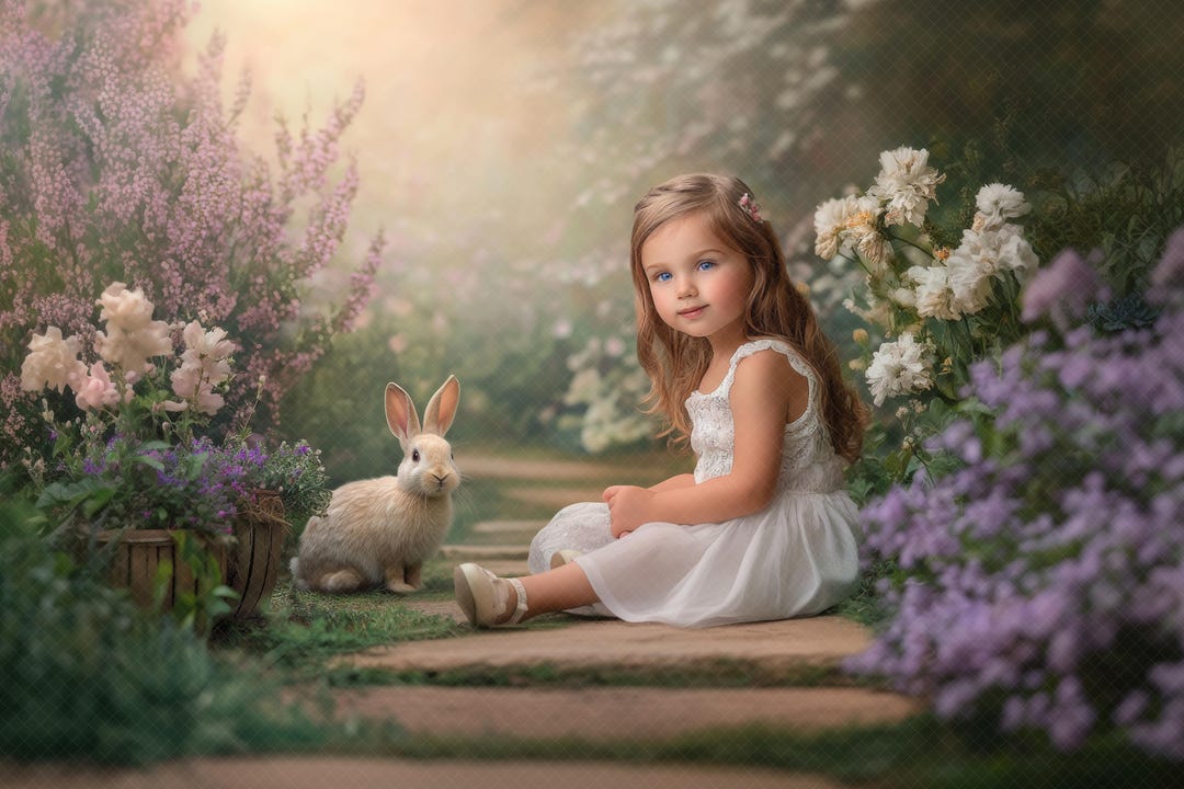 Spring Floral Bunny Digital Backdrop! Easter Backdrop, Bunny Backdrop, Floral Backdrop, Spring ...