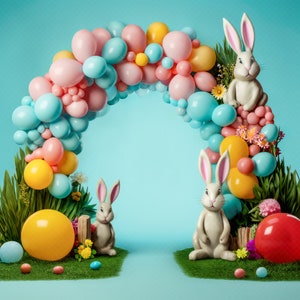 Easter/spring Balloon Arch Digital Backdrop! Birthday Backdrop, Spring ...