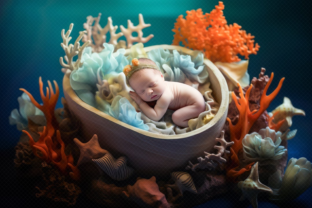 Coral Newborn Bed Digital Backdrop! Newborn Backdrop, Maternity ...