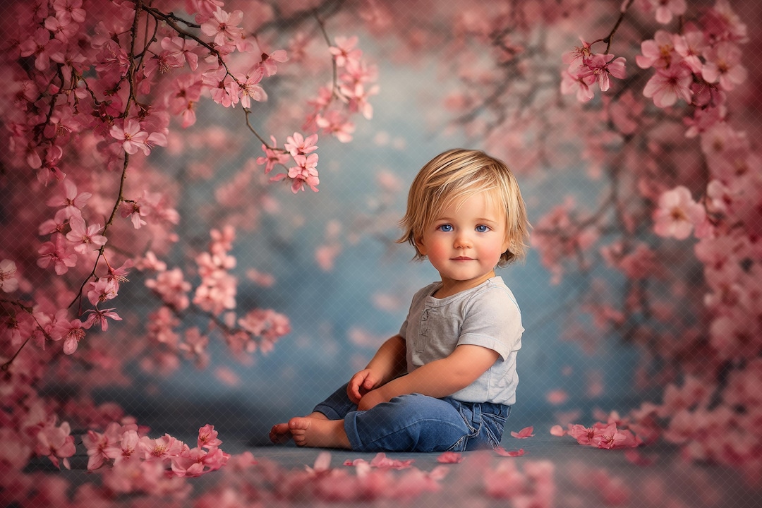 Blooming Pink Flowers Digital Backdrop! Pink Flower Backdrop, Spring ...
