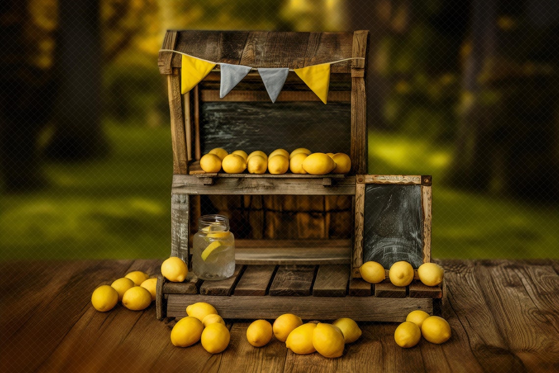 2 Baby Lemonade Stand Digital Backdrop with and Without Text Children ...