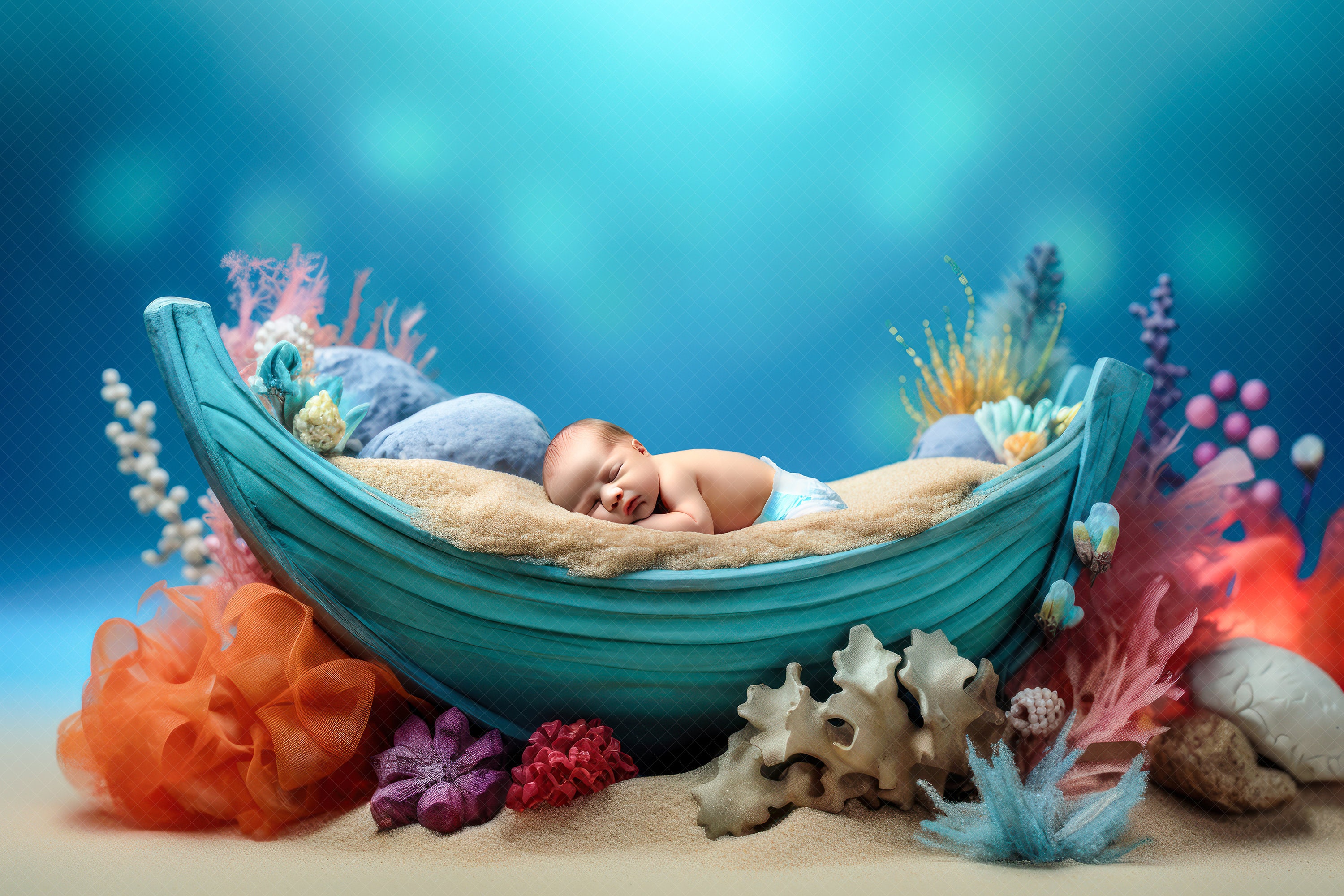 Underwater Baby Boat Bed Digital Backdrop! Maternity Backdrop, Children ...