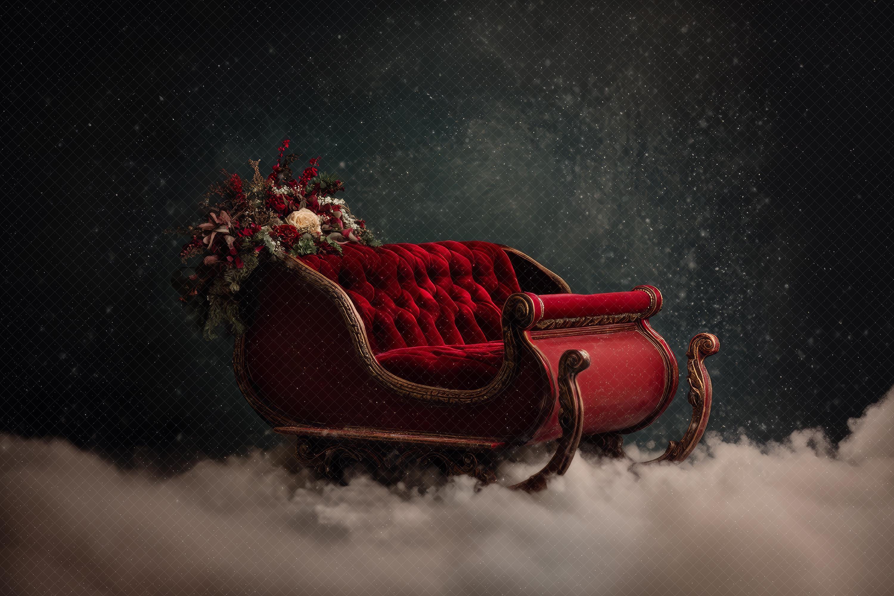 Christmas Red Sleigh in the Clouds Digital Backdrop! Winter Backdrop ...