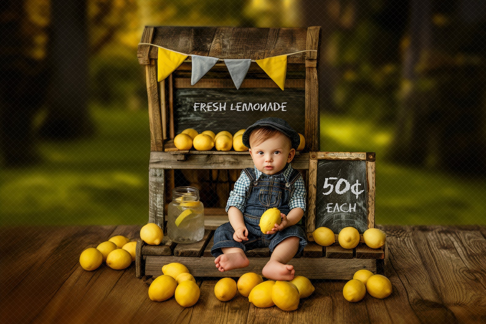2 Baby Lemonade Stand Digital Backdrop (with and Without Text) Children ...