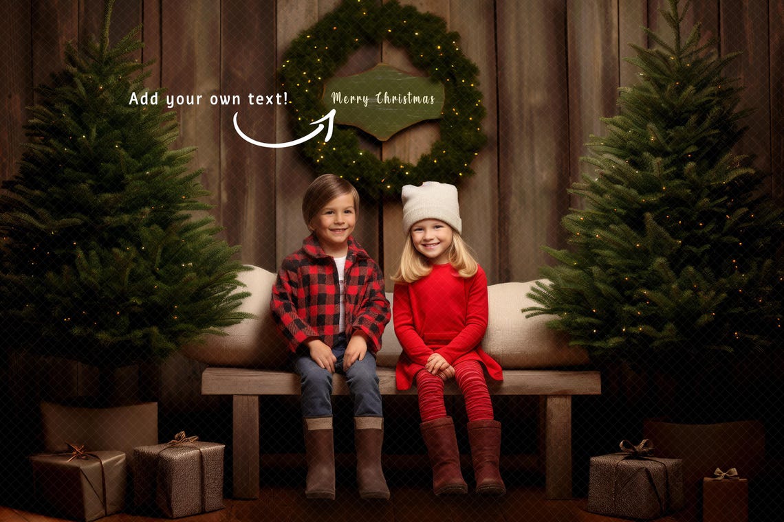Christmas Evergreen Bench Studio Digital Backdrop! Christmas Backdrop ...