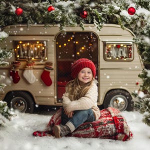 Christmas Vintage Van Digital Backdrop! Christmas Backdrop, Winter ...