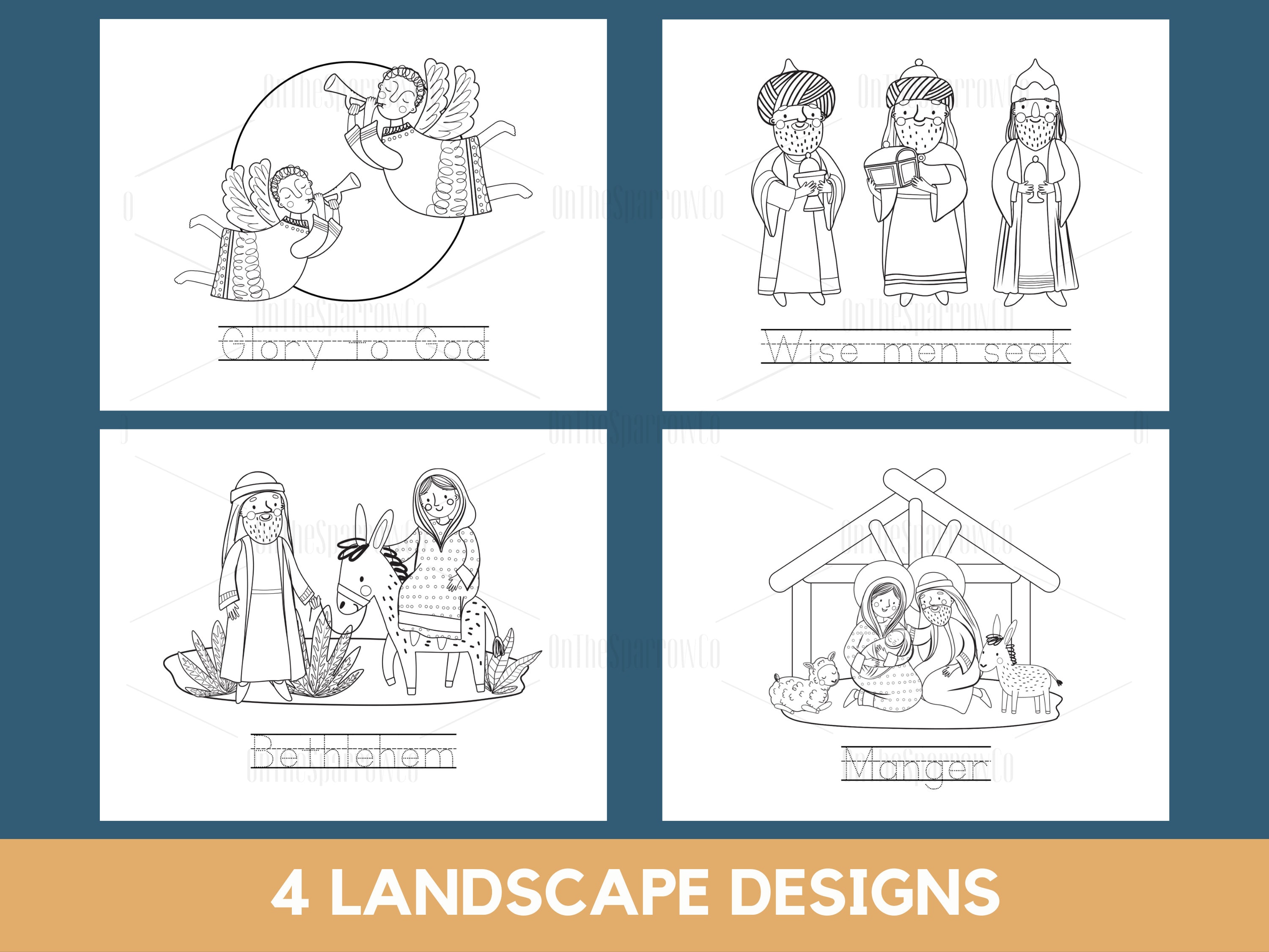 Christmas Story Coloring + Copywork Pages - Etsy