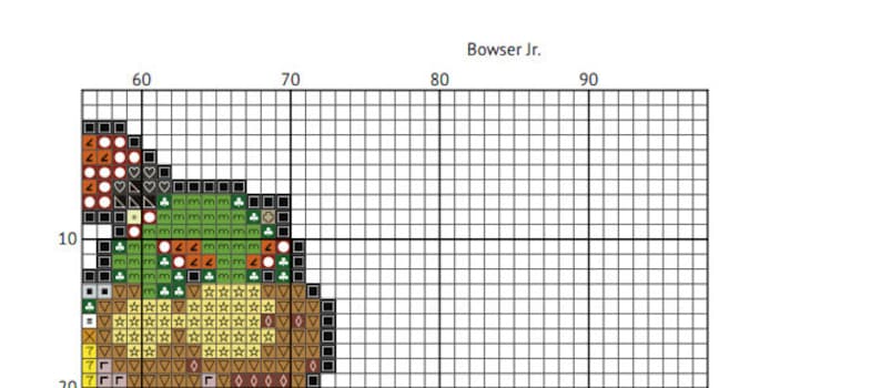 Cross Stitch Bowser Jr Cute Pattern Cross-stitch of Super - Etsy