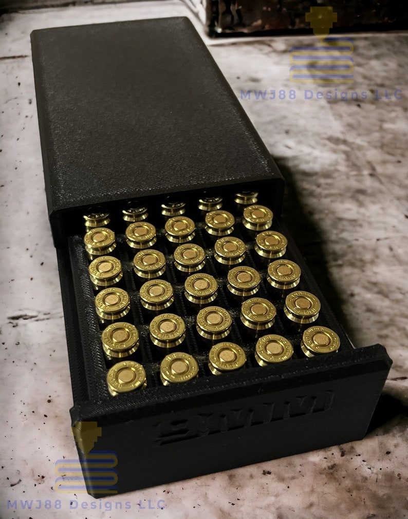 Sliding Ammo Case - 9mm - 50rd - Ammo Storage Bullet Box Case - 50 ...