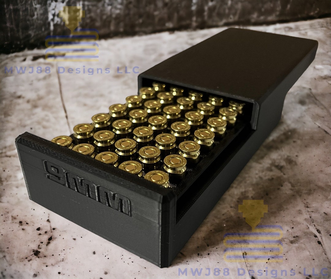 Sliding Ammo Case - 9mm - 50rd - Ammo Storage Bullet Box Case - 50 ...