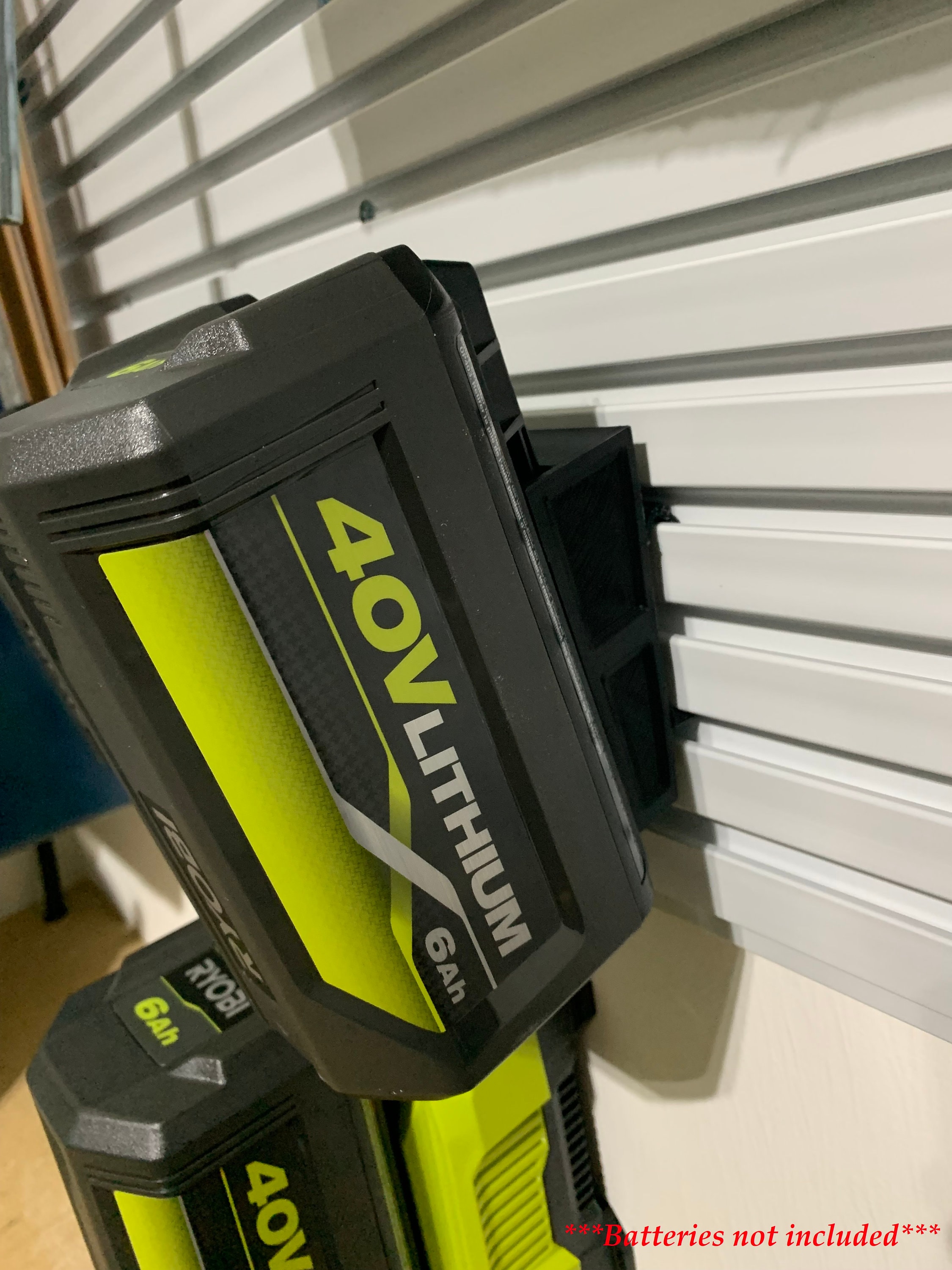 Ryobi 40V Battery Holder Mount for Rubbermaid Fasttrack Garage Slat ...