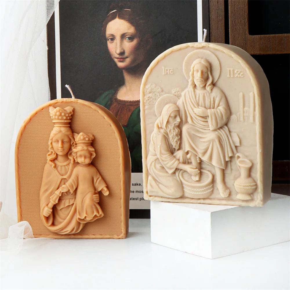 Religious Crafts Candle Mold, Silicone, Virgin Mary, Jesus Holy ...