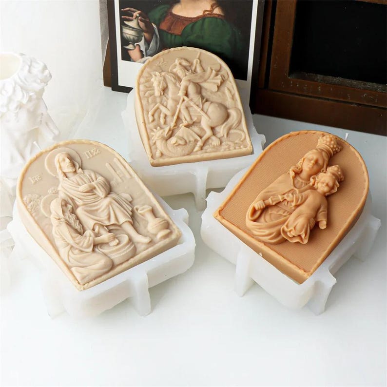 Religious Crafts Candle Mold, Silicone, Virgin Mary, Jesus Holy ...