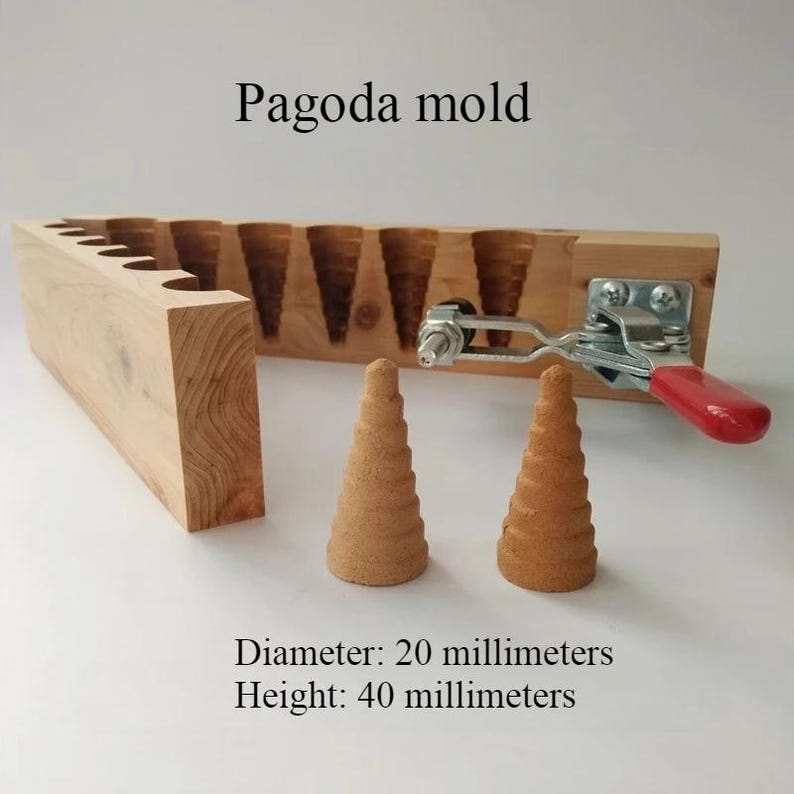 6 Holes Conical Incense Molds, Wood Pagoda Bullet Head Reverse Flow ...