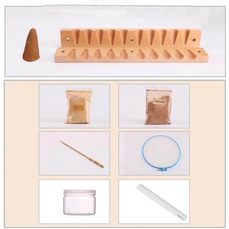 7pcs/set, Incense Making Mold Rack With Grain Pack, Cone Shape Embossed ...
