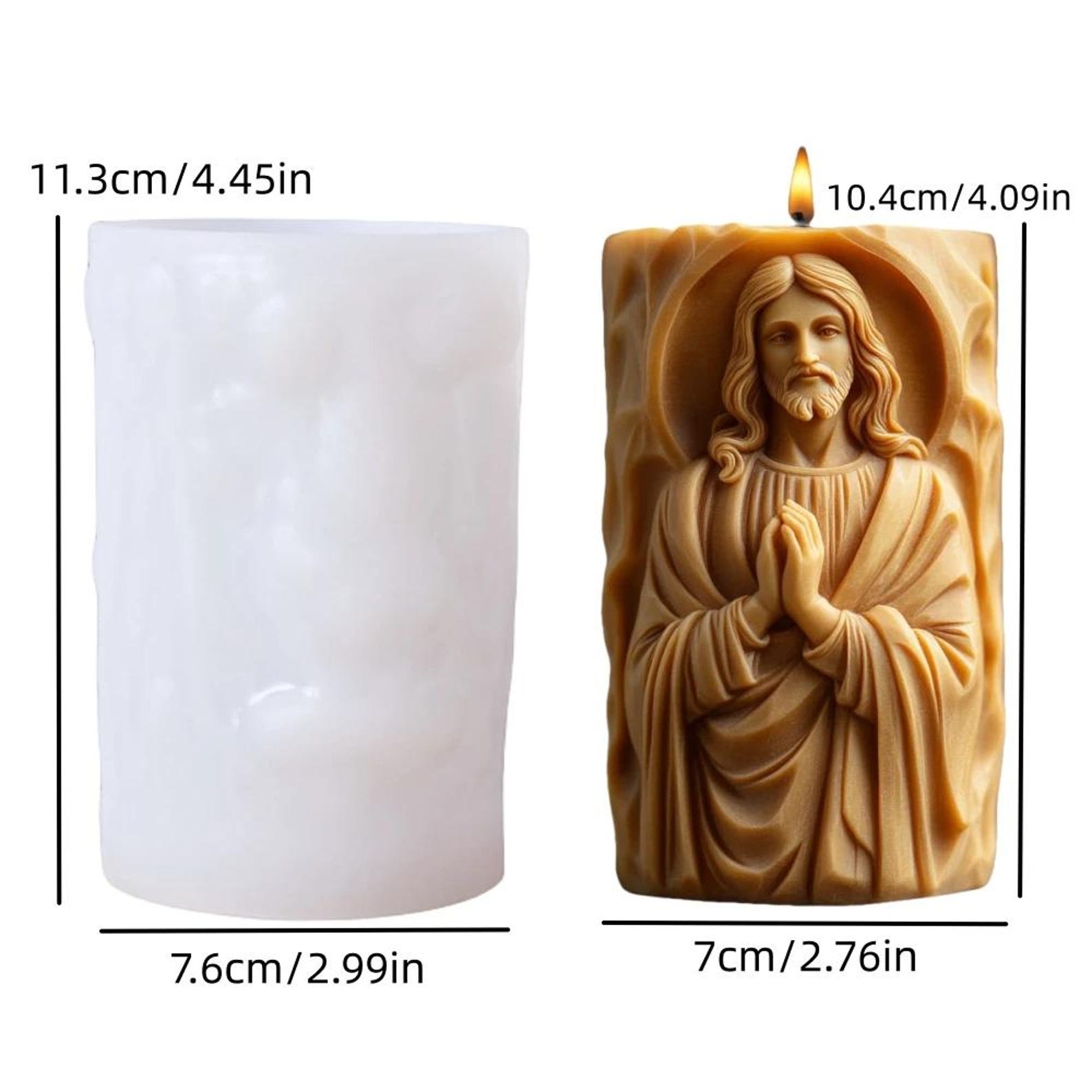 Jesus Relief Candle Silicone Mold, Soft, Flexible Pattern, for DIY ...