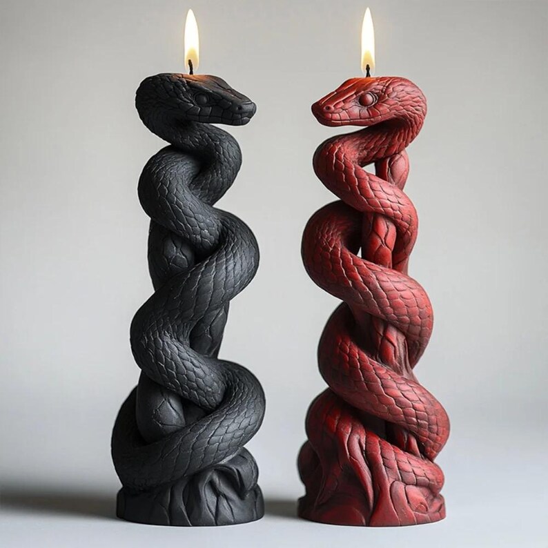 Flower Snake Pillar Candle Mold, Silicone, DIY Cylindrical Aromatherapy ...