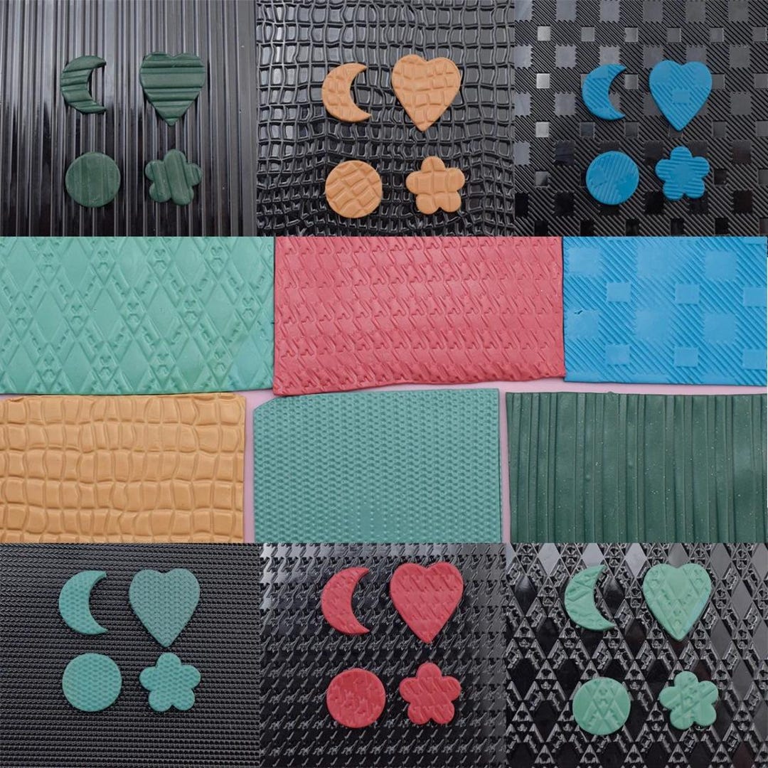 Pottery Clay Texture Mat, Heart, Moon, Flower Pattern, Plastic Pad for ...