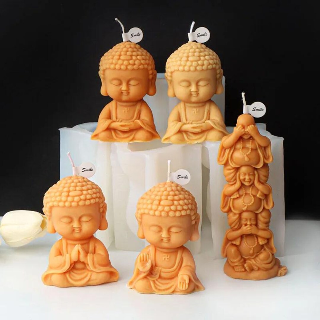 Cartoon Buddha Candle Mold, 3D Praying Buddha Statue, Soap Making ...